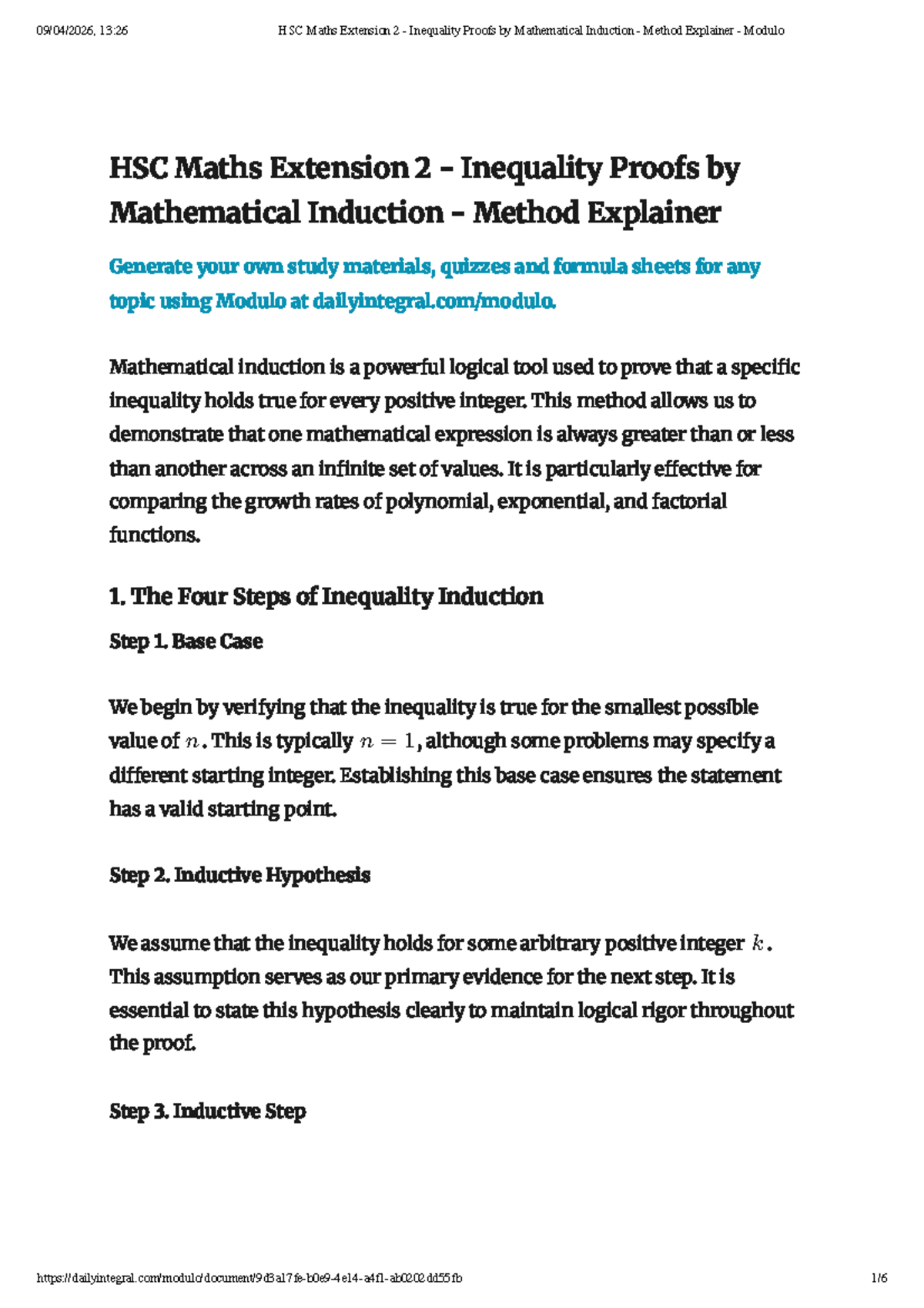 HSC Maths Extension 2: Inequality Proofs via Mathematical Induction ...