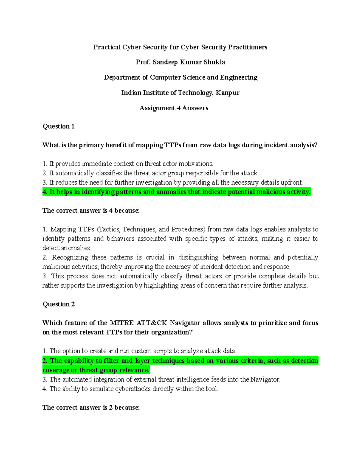 Assignment 4 Responses: Practical Cyber Security - NPTEL 2025 - Studocu