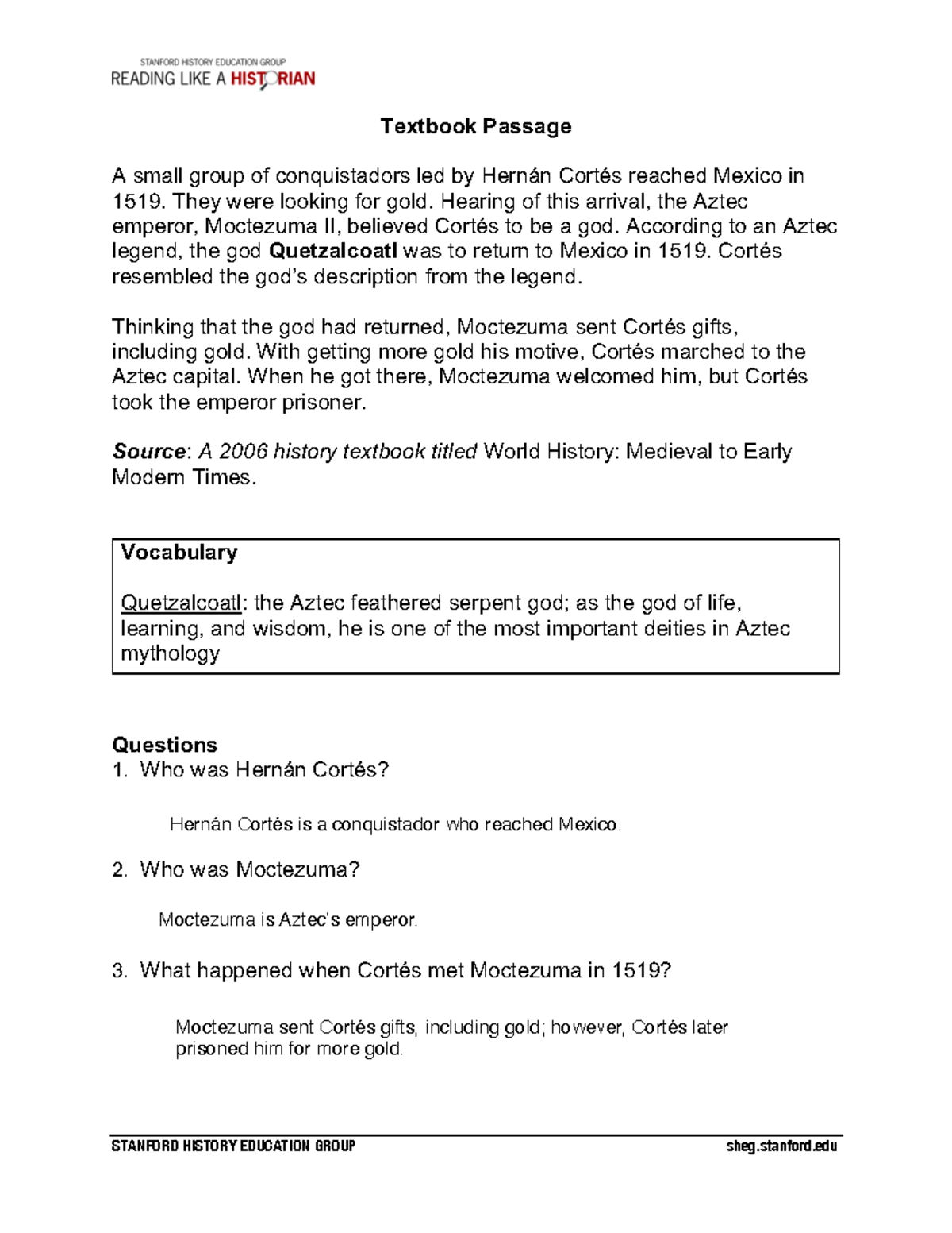 Moctezuma and Cortés: Analyzing Historical Perspectives (HIST 101 ...