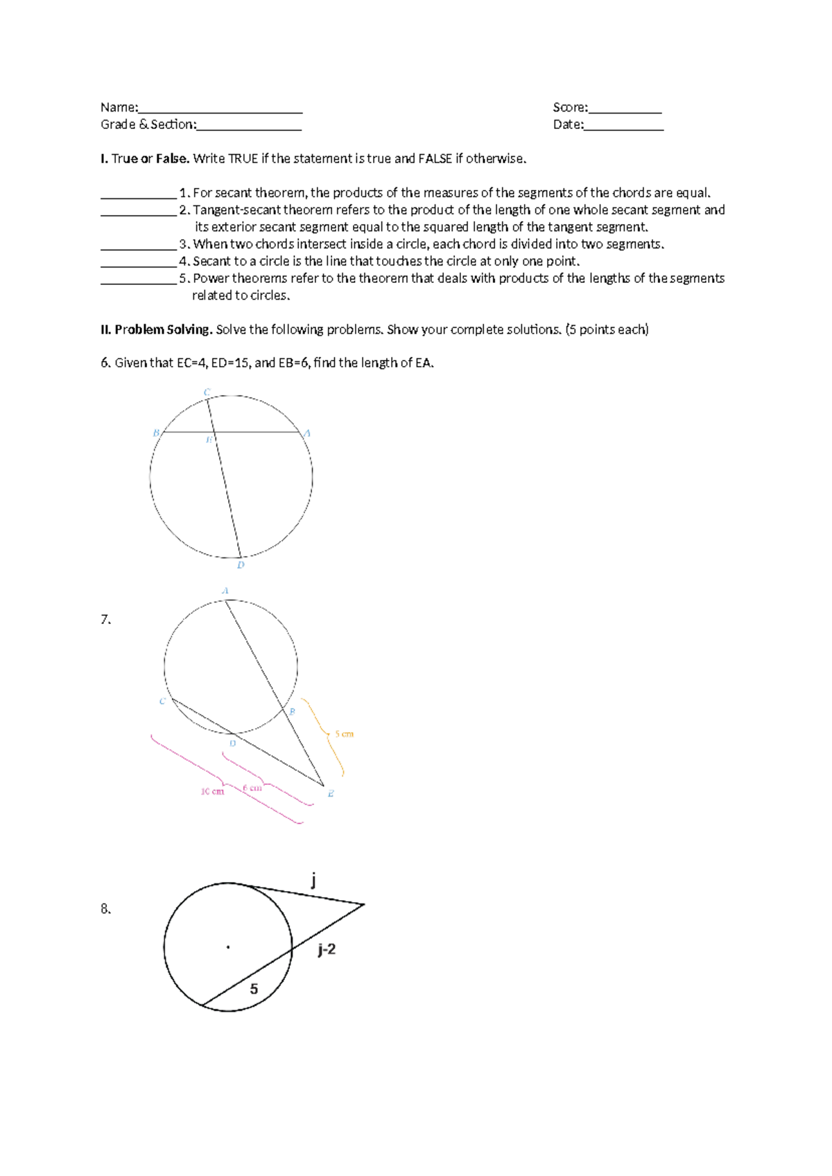 MATH 101 Power Theorem Quiz - True/False & Problem Solving Activities - Studocu