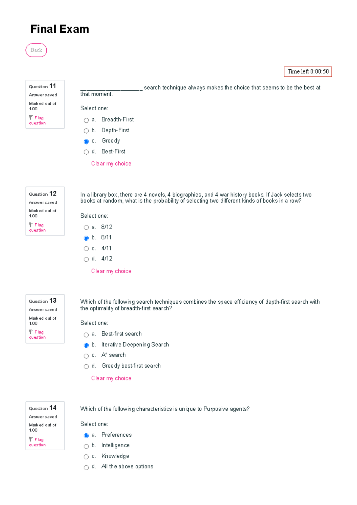 Final Exam (page 2 of 4) - Question 11 Answer saved Marked out of 1 ...