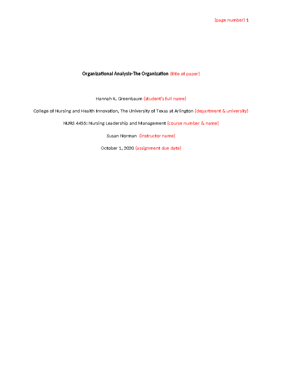 Sample Student APA Paper.7th edition-2-1 - MED058000 - (page number) 1 ...