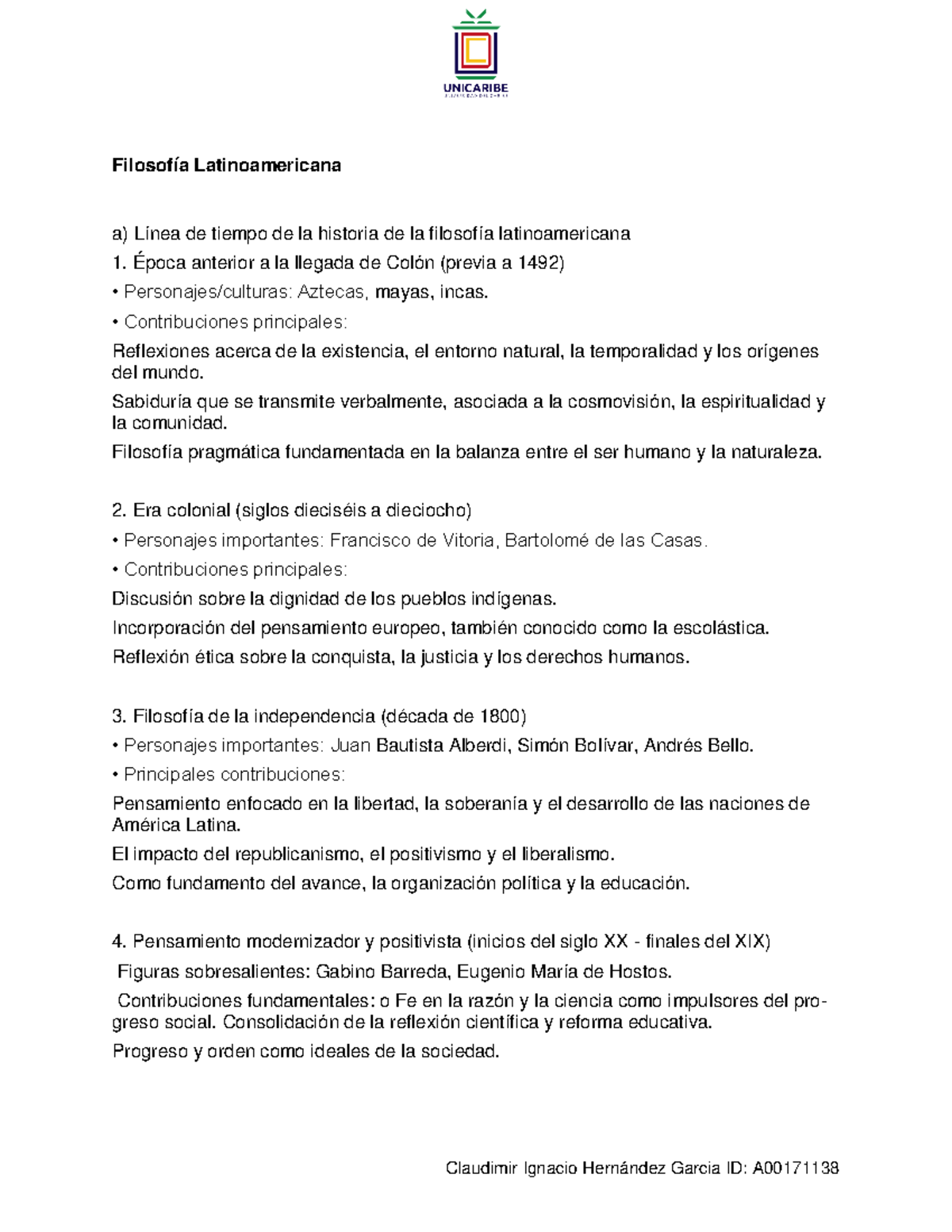 Filosofía Latinoamericana: Línea de Tiempo y Corrientes (4 Unidad ...
