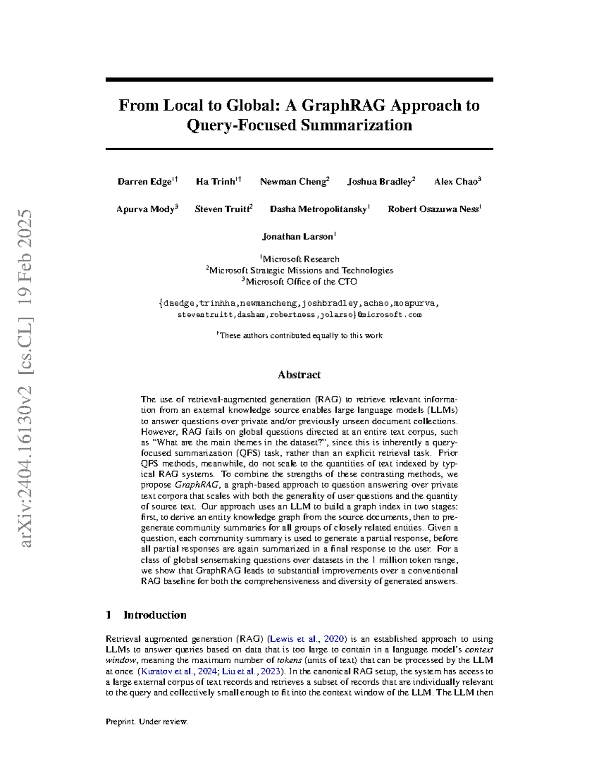 GraphRAG: A Novel Graph-Based RAG System for Global Summarization - Studocu