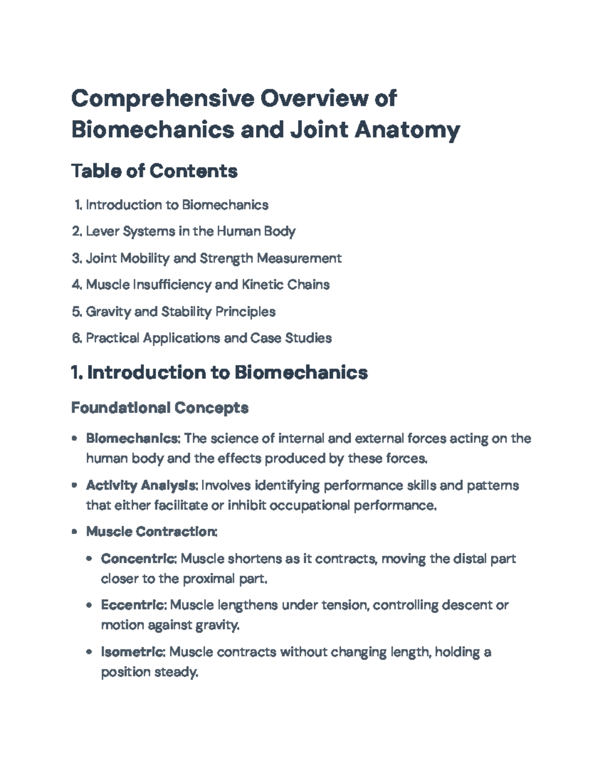 BIOM 301: Overview of Joint Anatomy, Muscle Mechanics & Practical ...