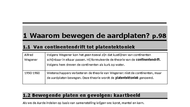 1. Aardplaten Beweging en Platentektoniek - Les 1.1 - Studocu