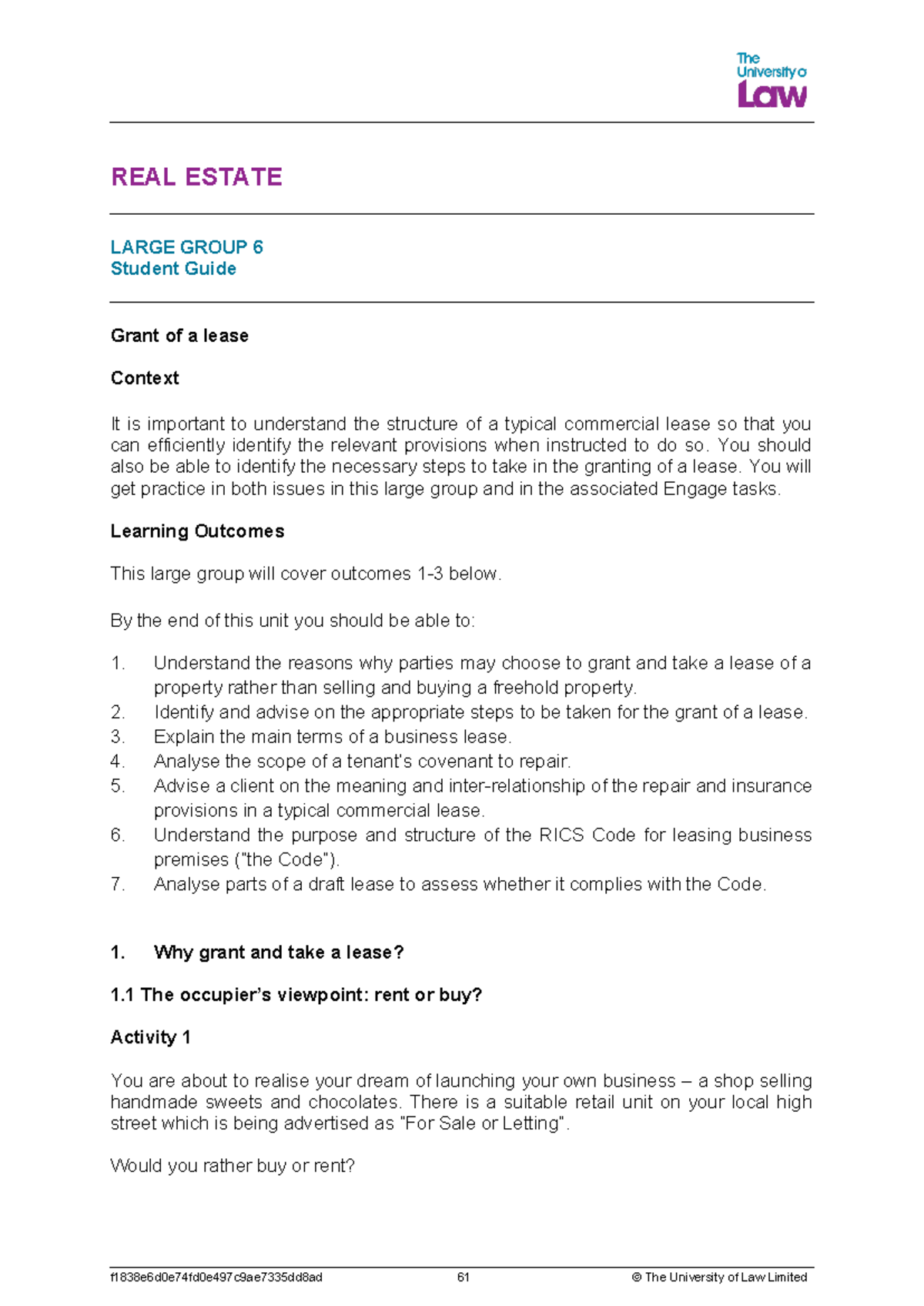 Student Guide - Notes - REAL ESTATE LARGE GROUP 6 Student Guide Grant ...