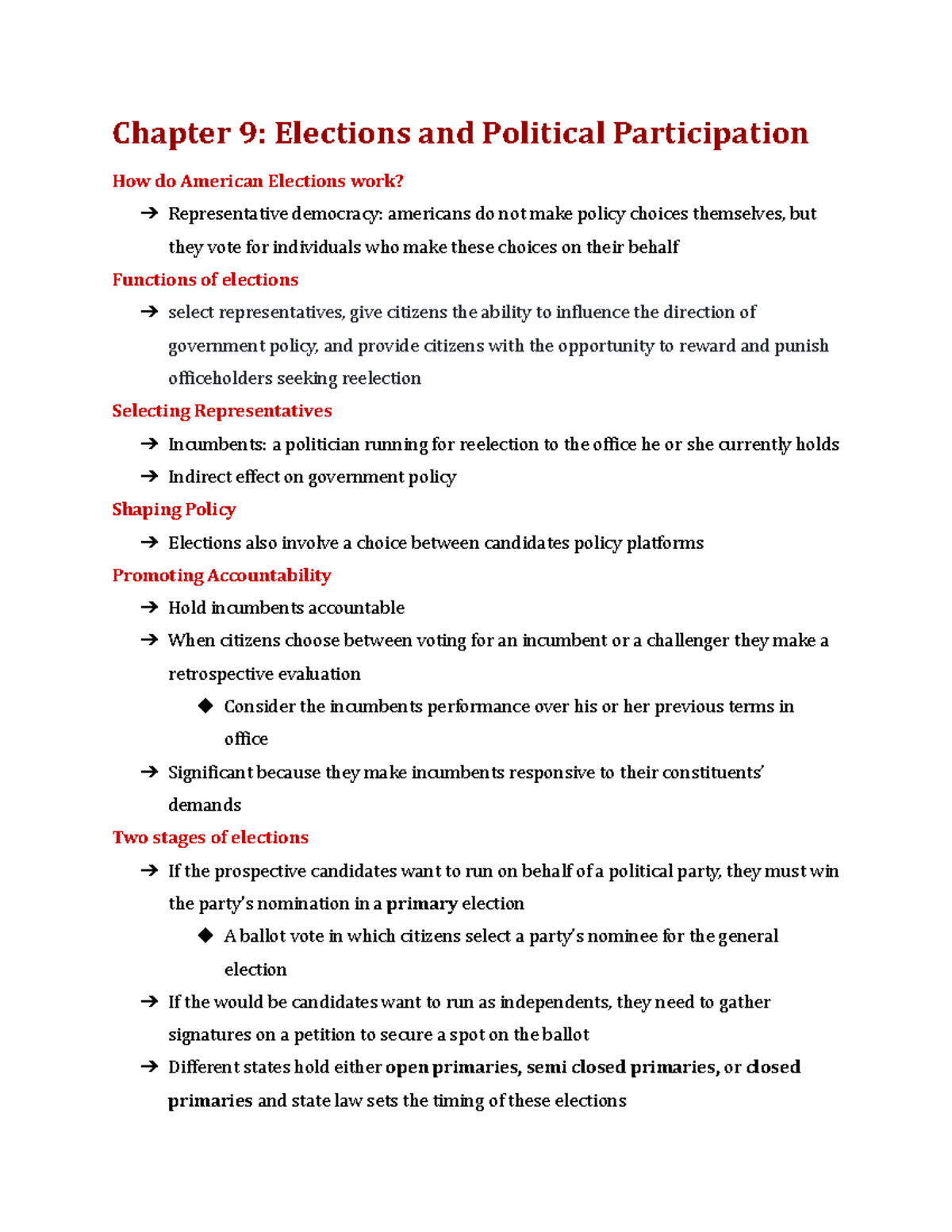 PSC 101 Chapter 9: Understanding Elections and Political Participation ...