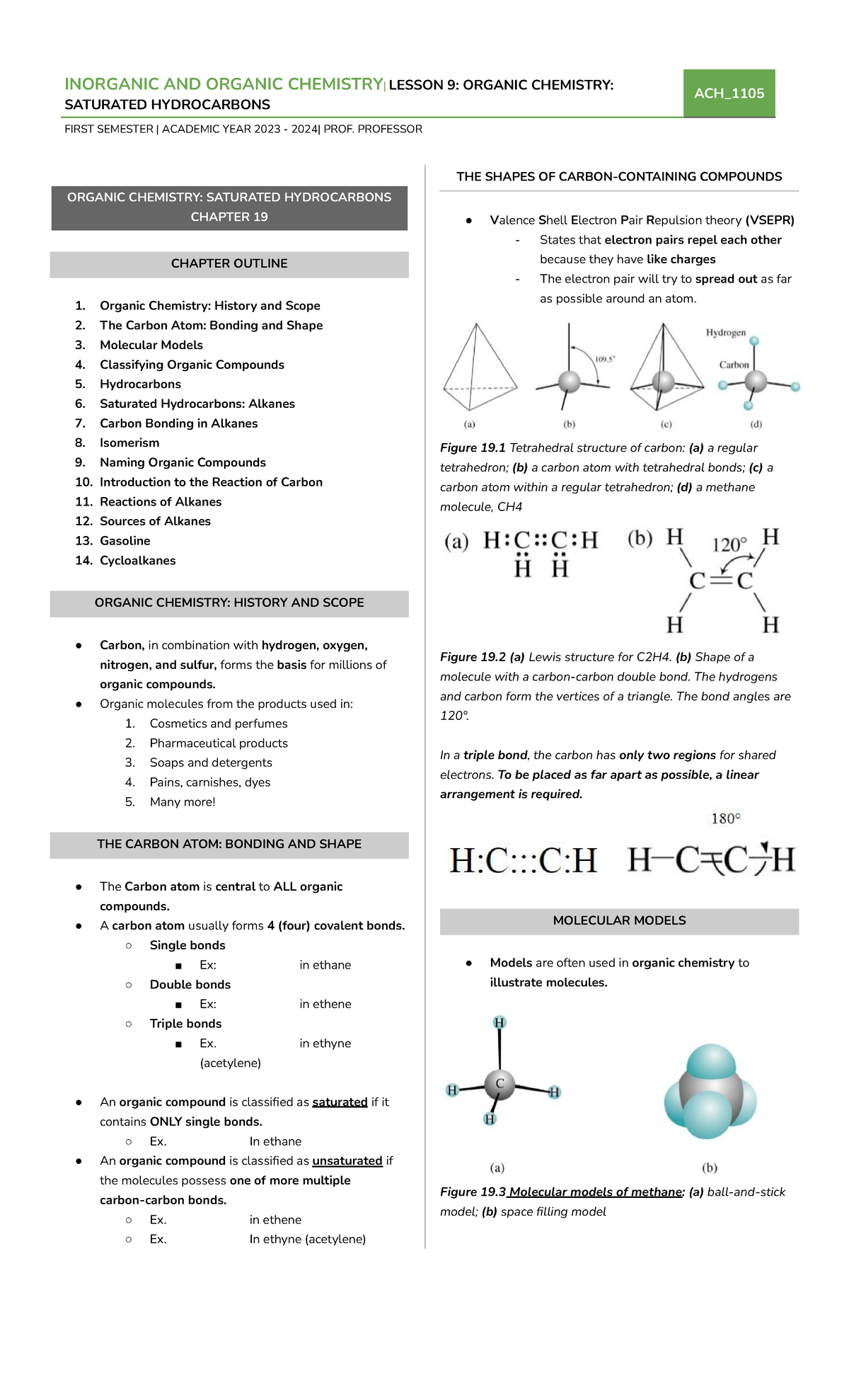 Saturated Hydrocarbons: Organic Chemistry Insights - ACH_1105 Lesson 9 ...