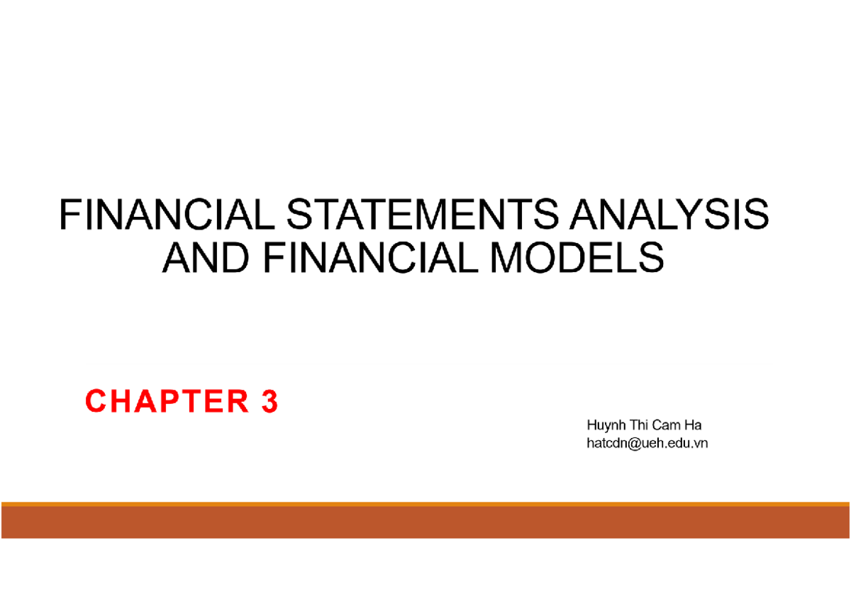 Chapter 3: Financial Statements Analysis & Models (Course Code: 2 ...