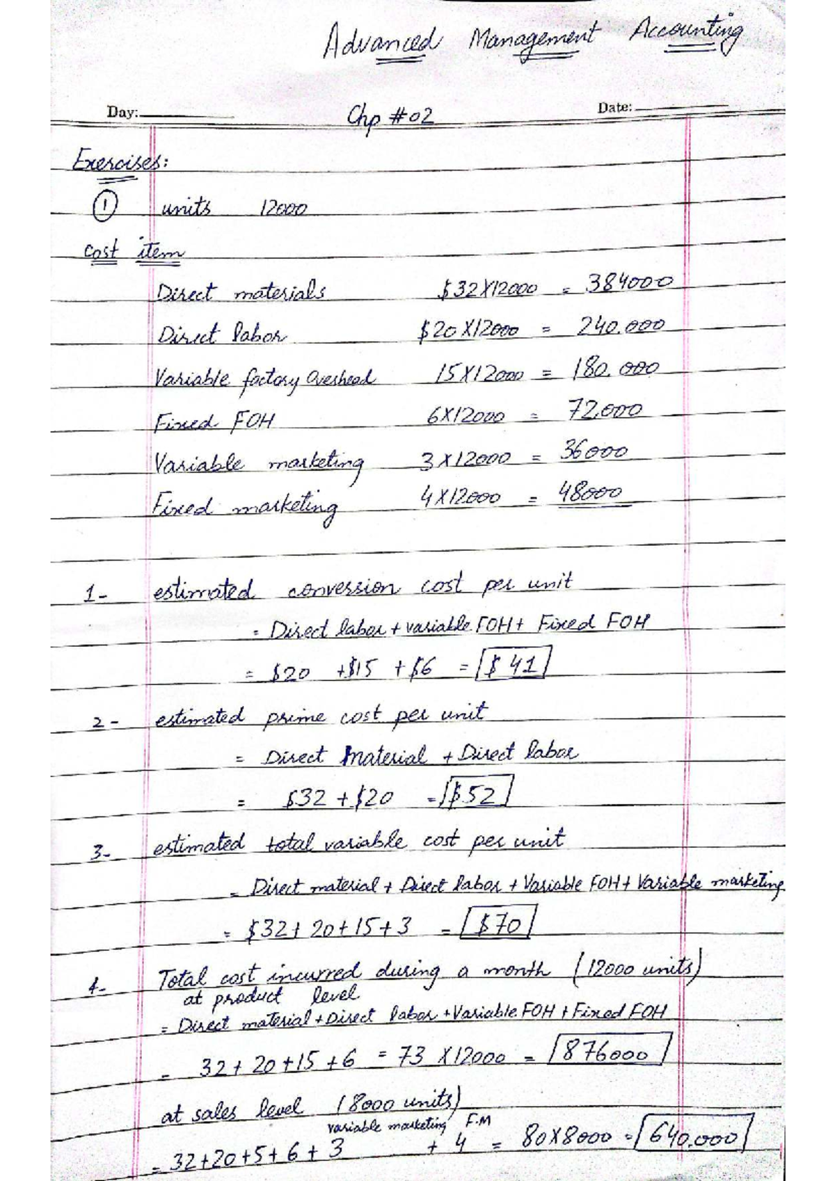 AMA Exercises and Problems: Chapter 2 & 3 Analysis - Studocu