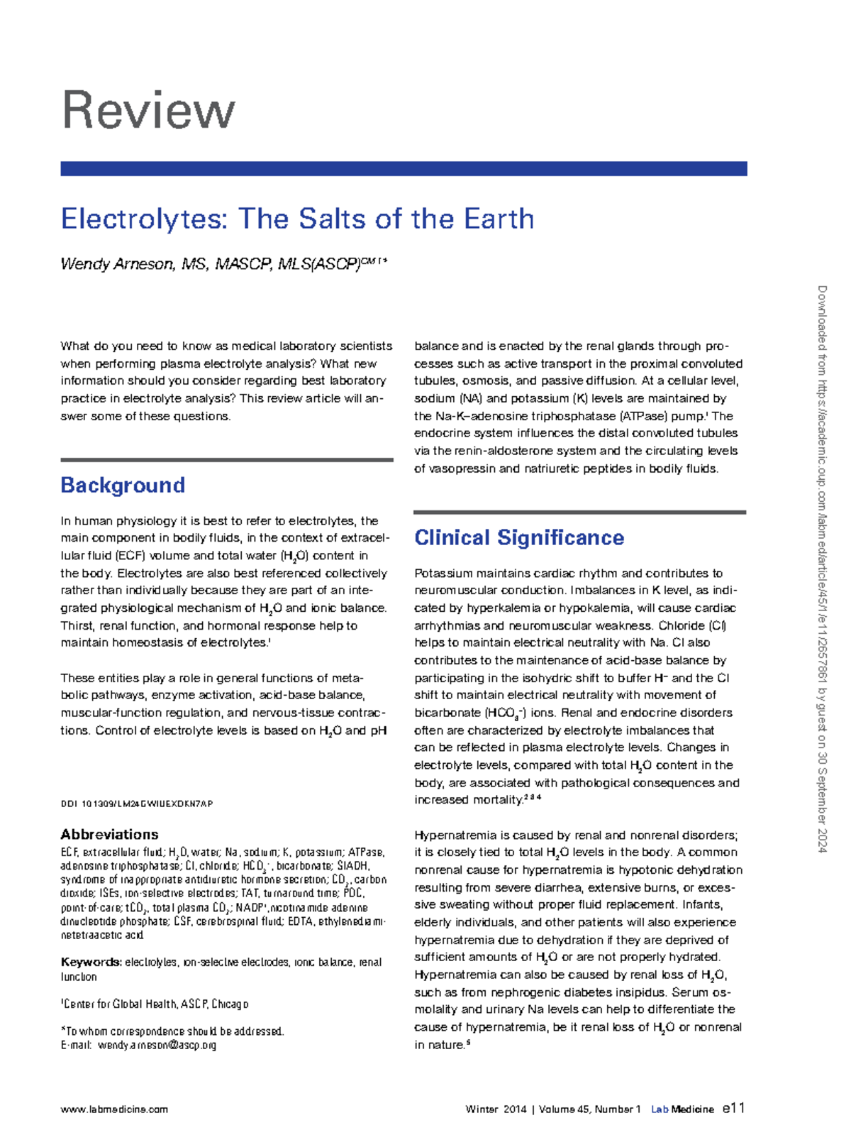 Labmed 45-0e11 - rrl - labmedicine Winter 2014 | Volume 45, Number 1 ...