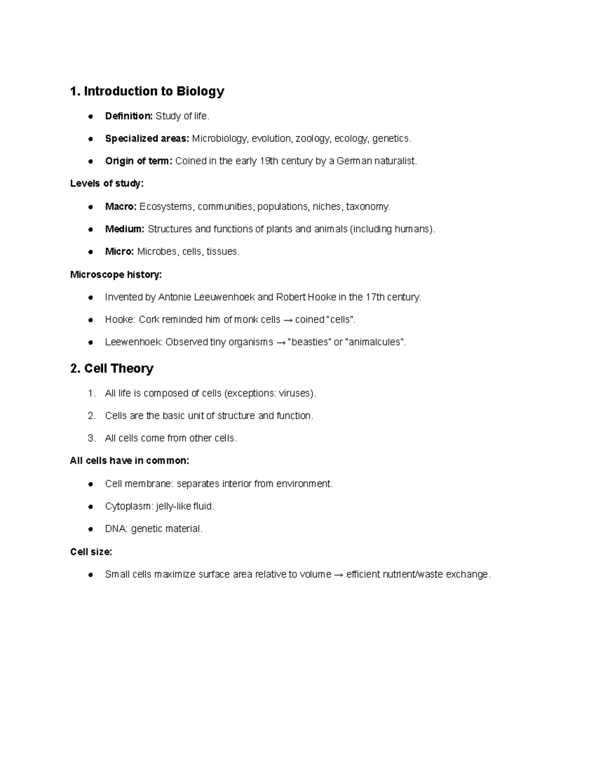 Biology 1-4: Key Concepts for Term Test 1 - Studocu