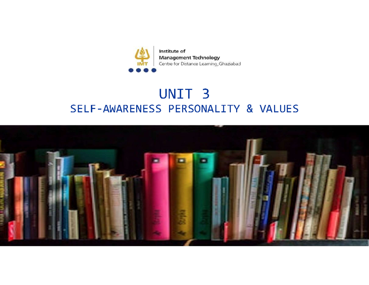 Chapter 3 - Personality Values & Self Awareness (SA) Study Notes - Studocu