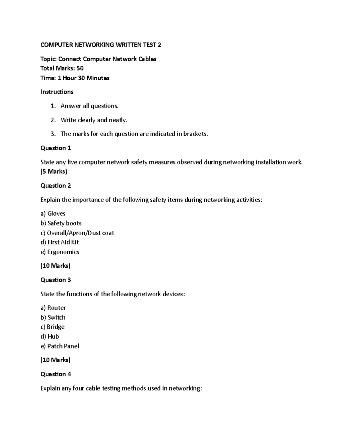 COMPUTER NETWORKING WRITTEN TEST 2 - Studocu