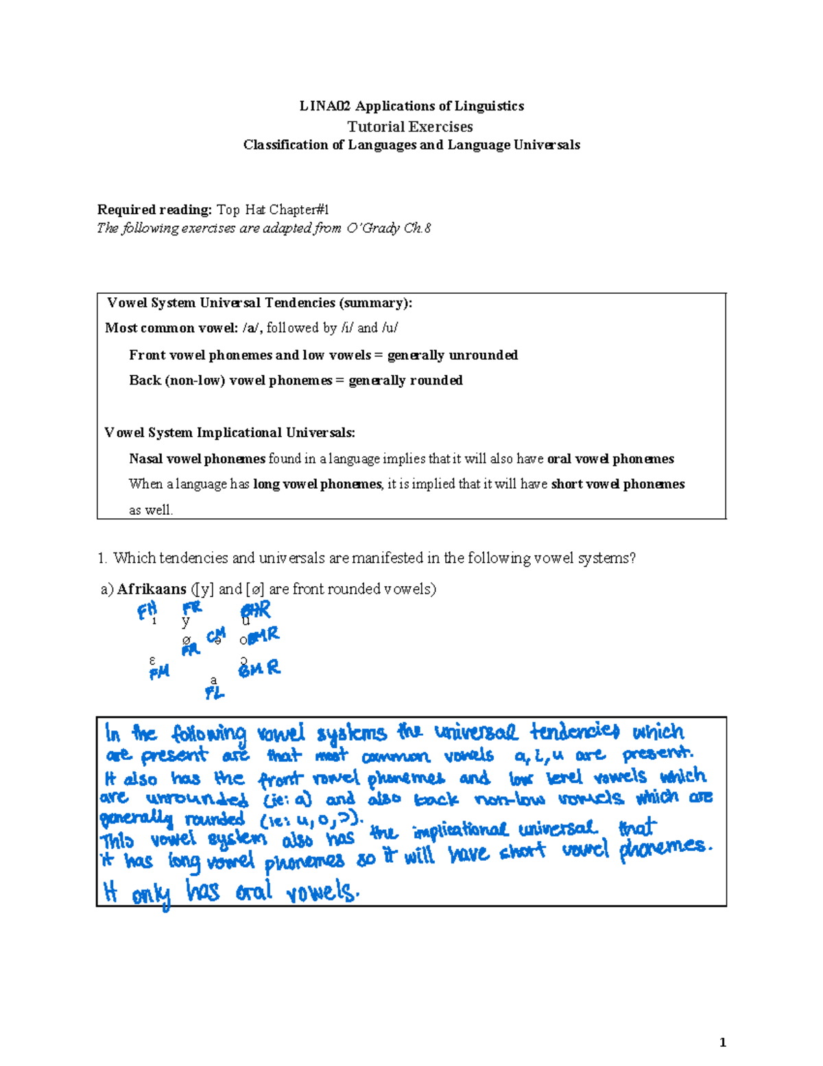 LINA02 Tutorial Exercises: Vowel Systems & Language Classification ...