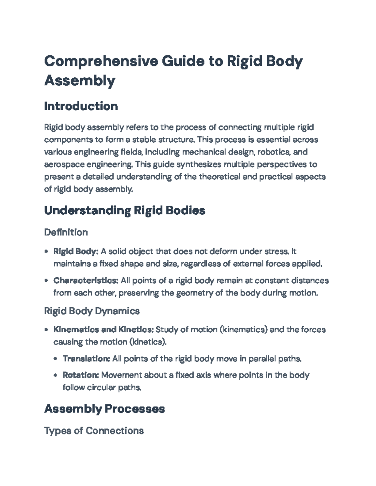Comprehensive Guide to Rigid Body Assembly in Engineering Design ...