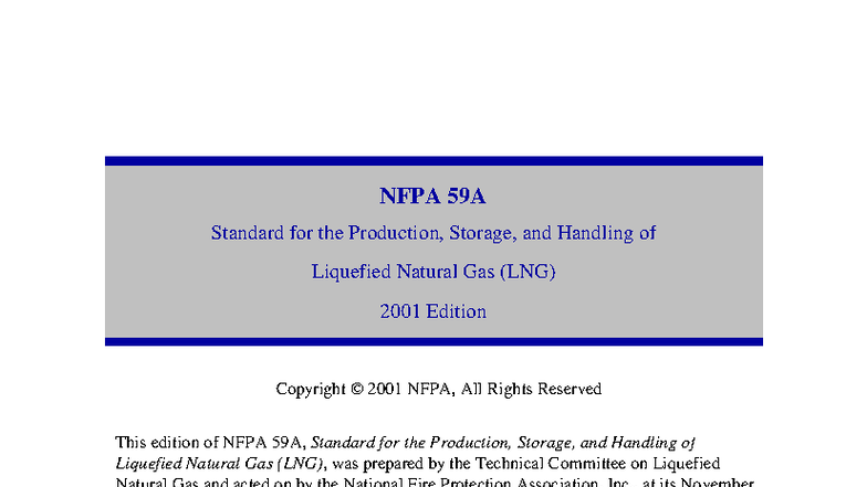 NFPA 59A - 2001 Standard for LNG Production, Storage, and Handling ...