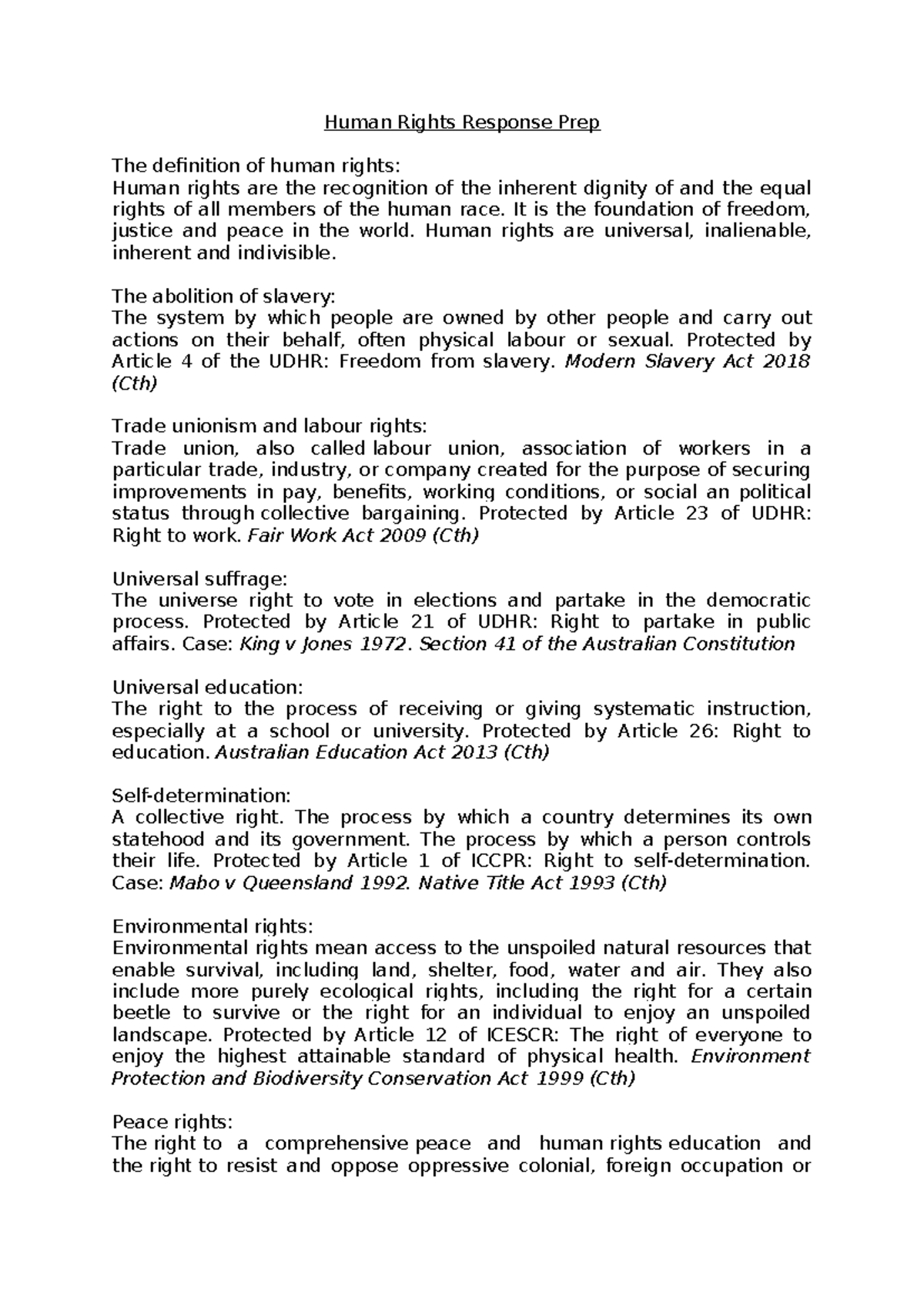 Human Rights Essay Plan (Course Code: HR101) - Studocu