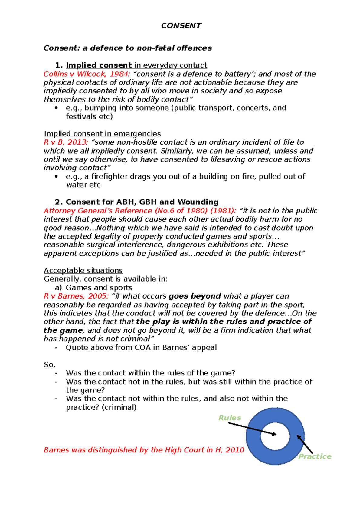 Consent Defence Notes: Understanding Legal Context and Cases - Studocu