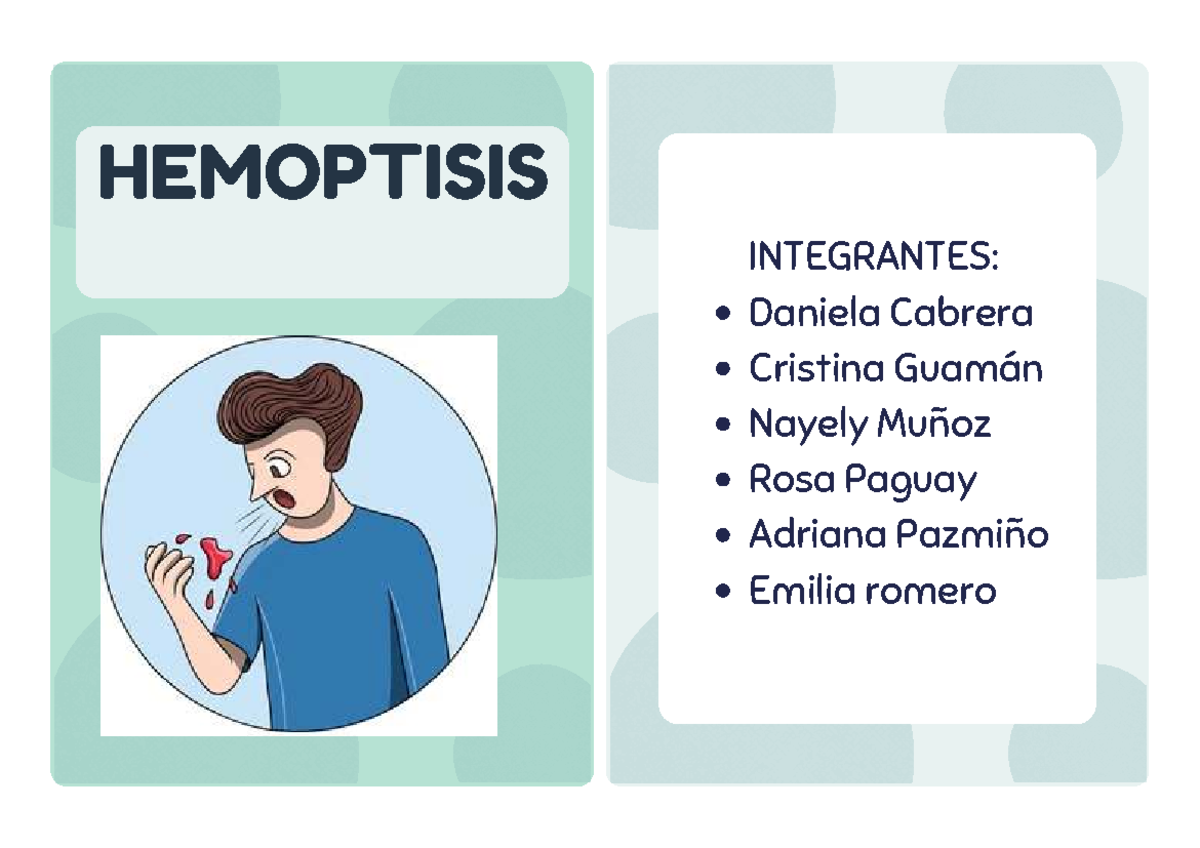 HEM 101 - Hemoptisis: Definición, Clasificación y Etiopatogenia - Studocu