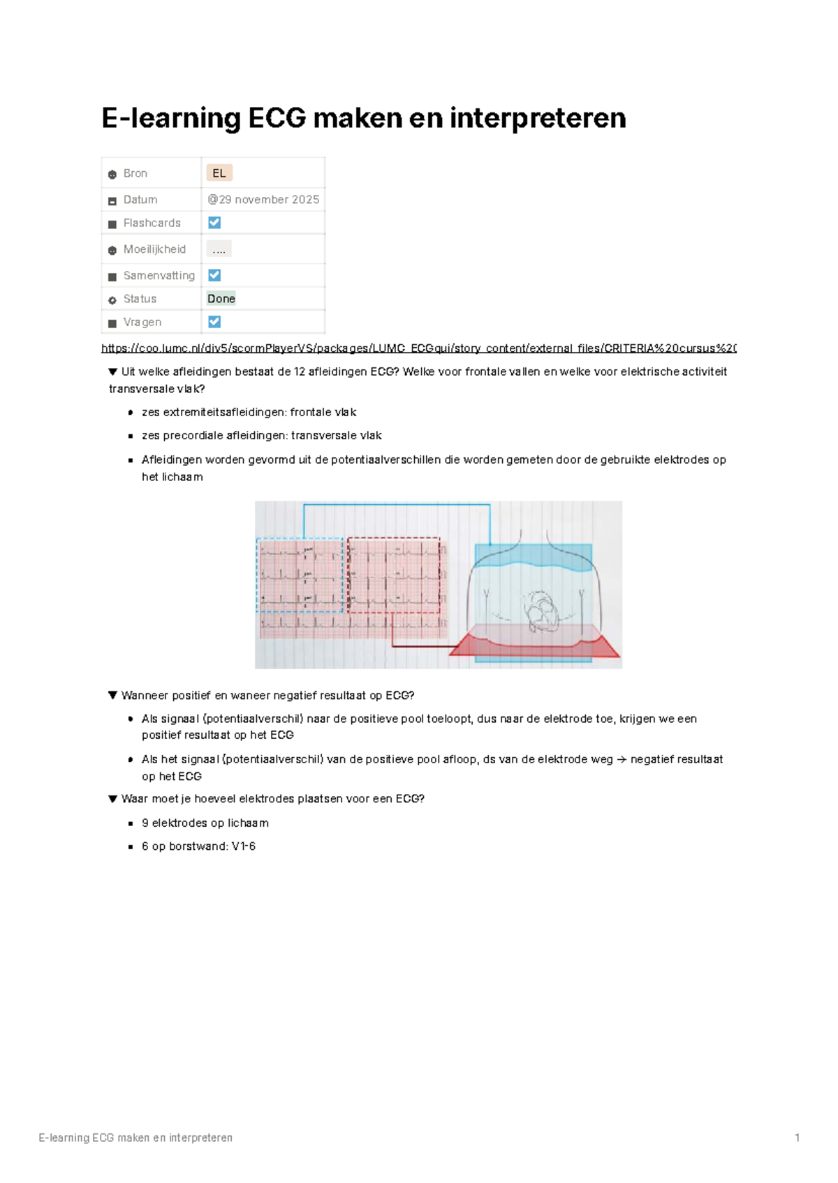 ECG Maken en Interpreteren: Flashcards en Samenvattingen (EL) - Studeersnel