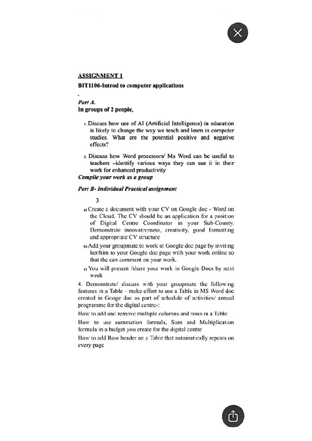 COMP 101: AI in Education & MS Word Utilization Assignment 1 - Studocu