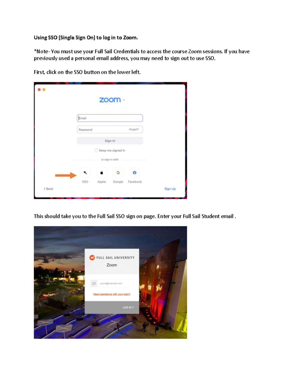 Using SSO to Access Zoom with Full Sail Credentials - Studocu