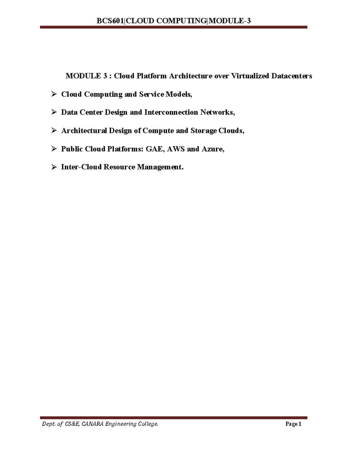 BCS601 Module 3: Cloud Platform Architecture & Service Models Notes ...