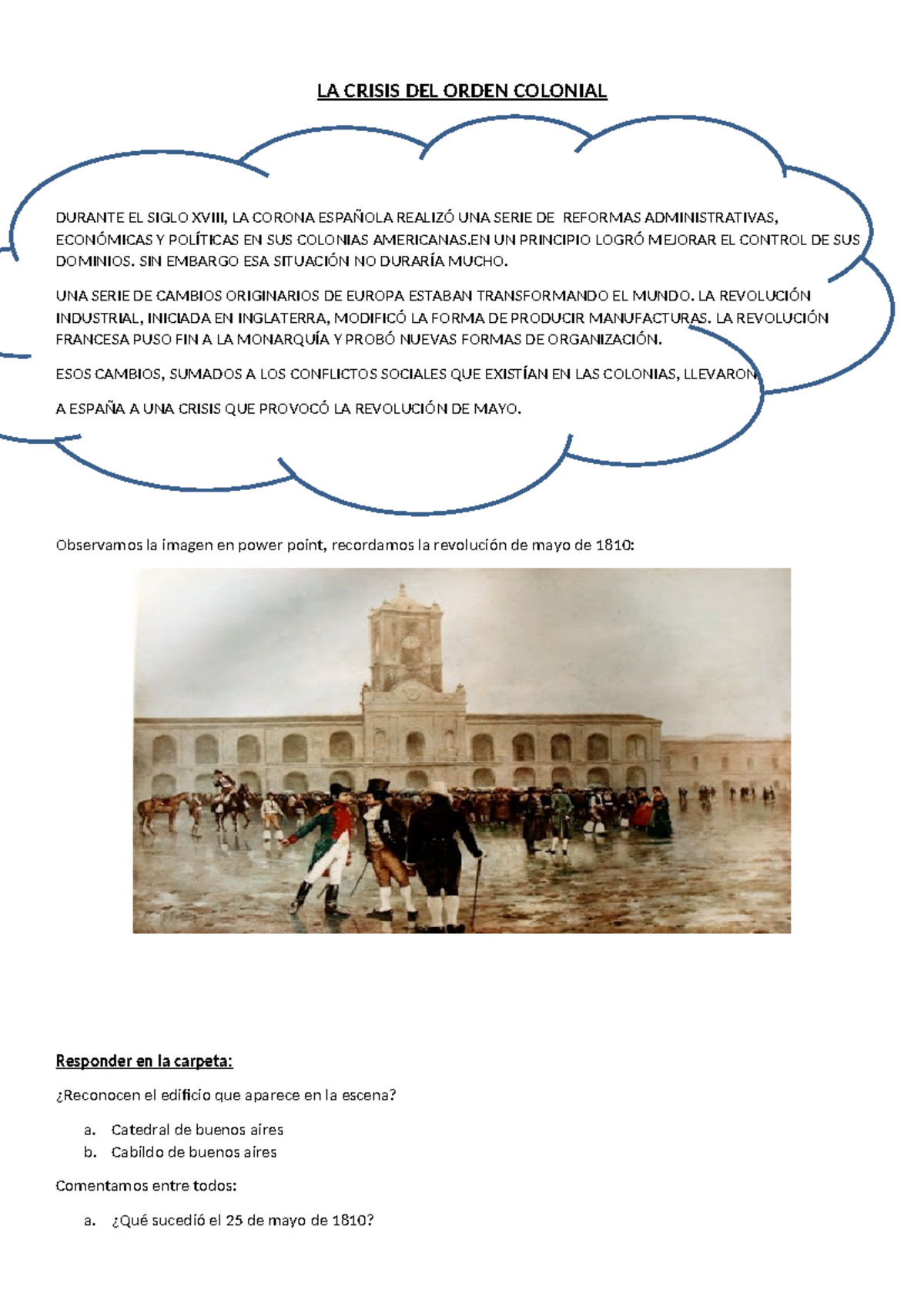 Secuencia Didáctica SOC. La Crisis del Orden Colonial en el Siglo XVIII ...