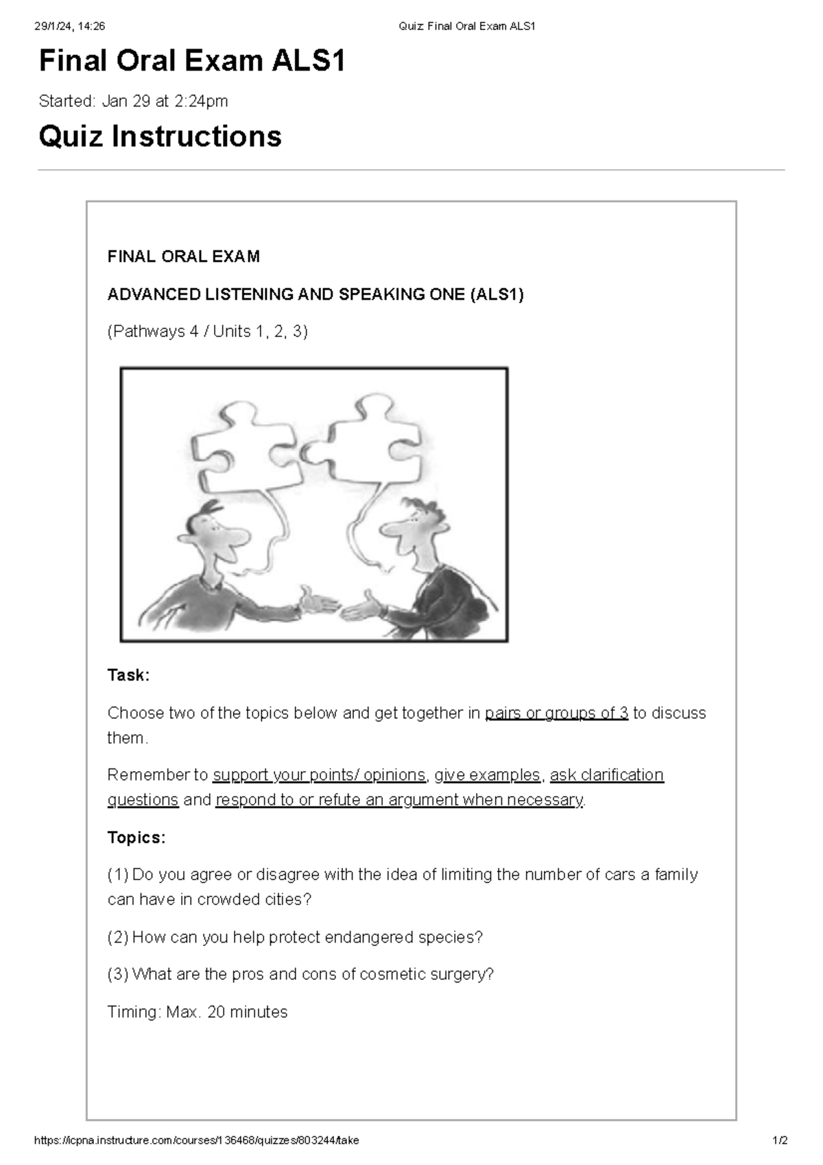 Final Oral Exam Quiz Instructions for ALS1 (Jan 29, 2024) - Studocu