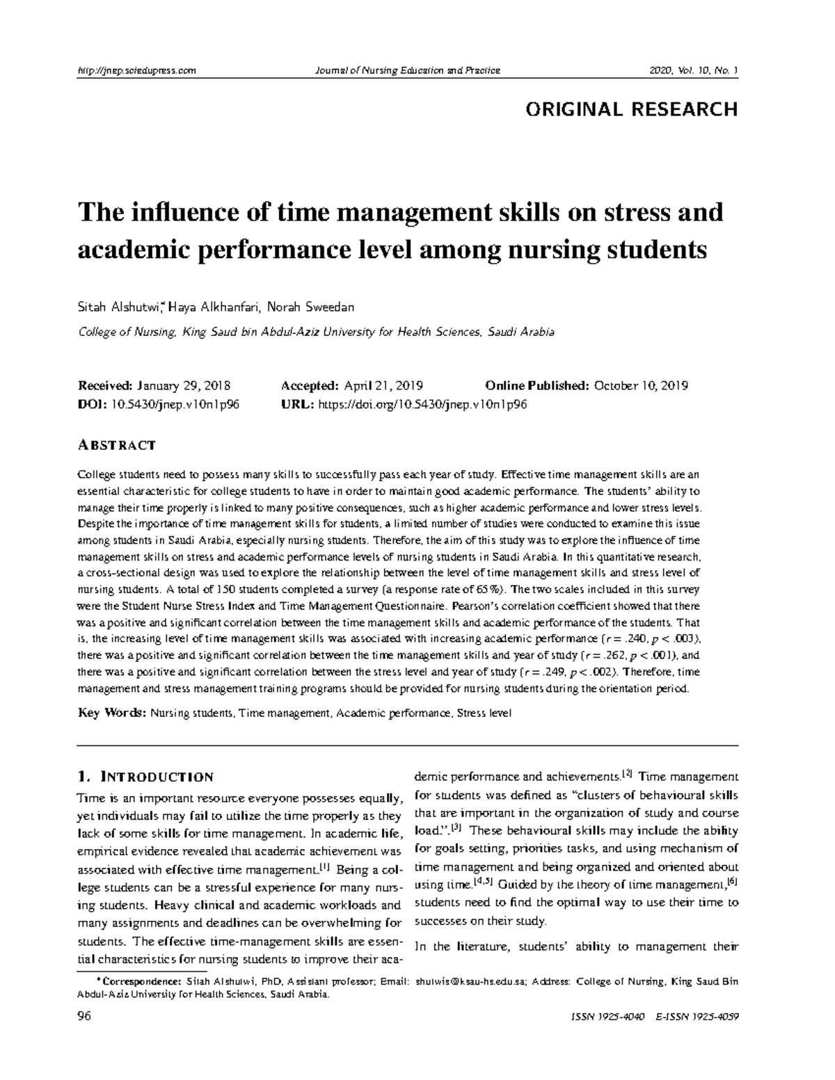 12955-57502-1-PB - Nursing Students' Time Management & Academic Stress ...