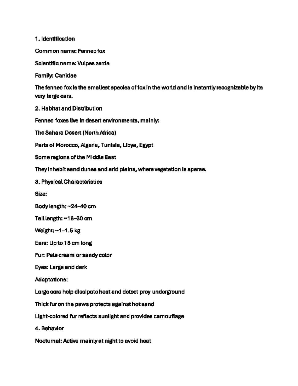 1 - Fennec Fox: Identification, Habitat, and Behavior Overview - Studocu