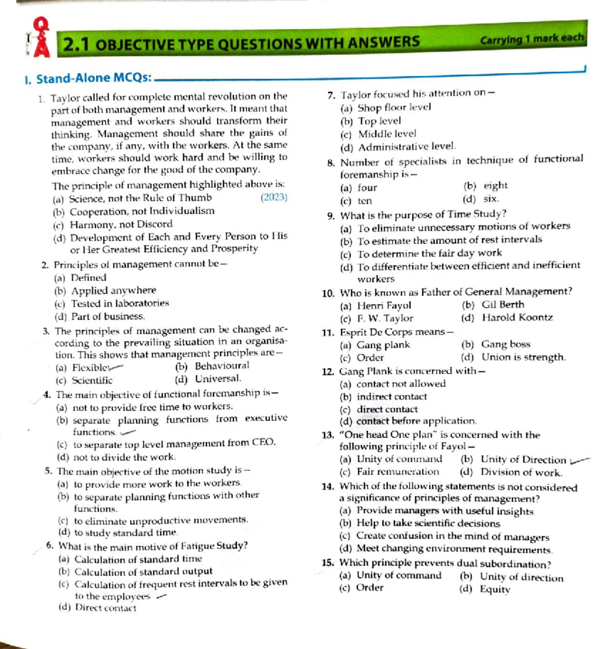 CH-2 Assignment: Objective Type Questions with Answers (SQP2022) - Studocu