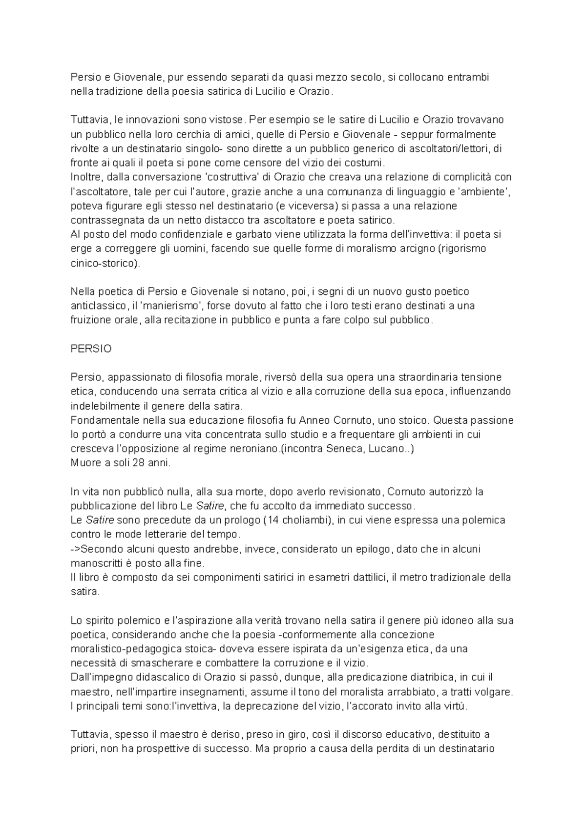 MARZ PERS GIOV - Breve riassunto di Marziale Persio e Giovenale, con ...