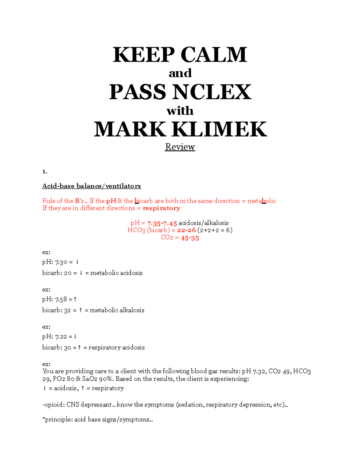 Mark Klimek Review - Fundamentals Study Notes for Med Term - Studocu