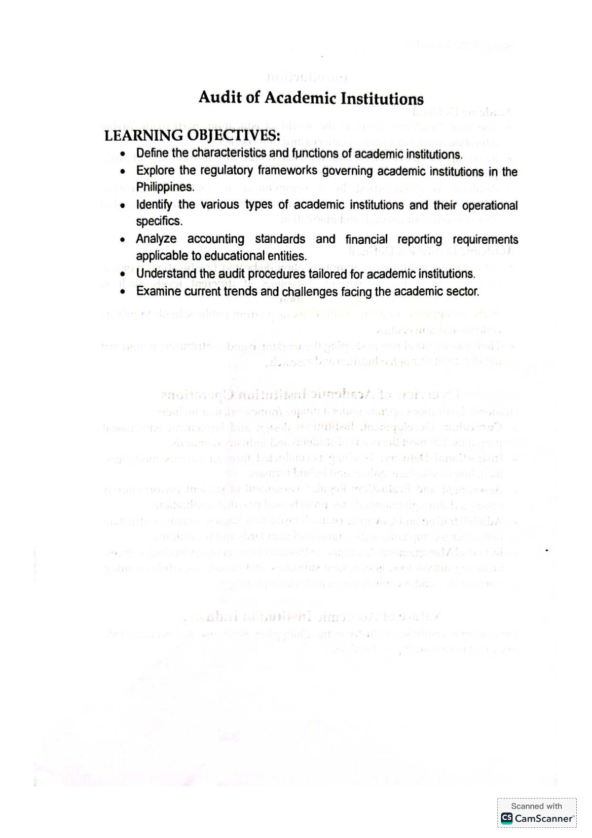 Audit Procedures and Regulations for Academic Institutions (EDU 101 ...