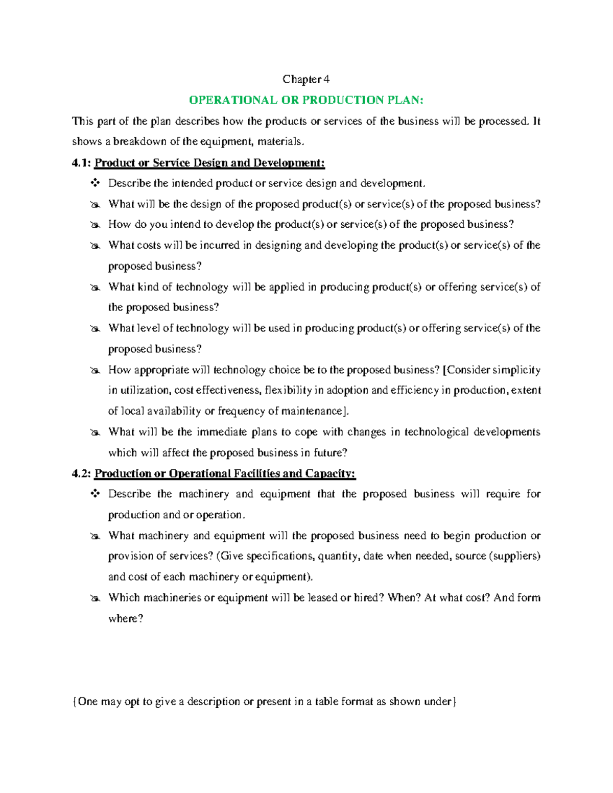 Business Plan - Chapter 4: Operational Plan Overview - Studocu