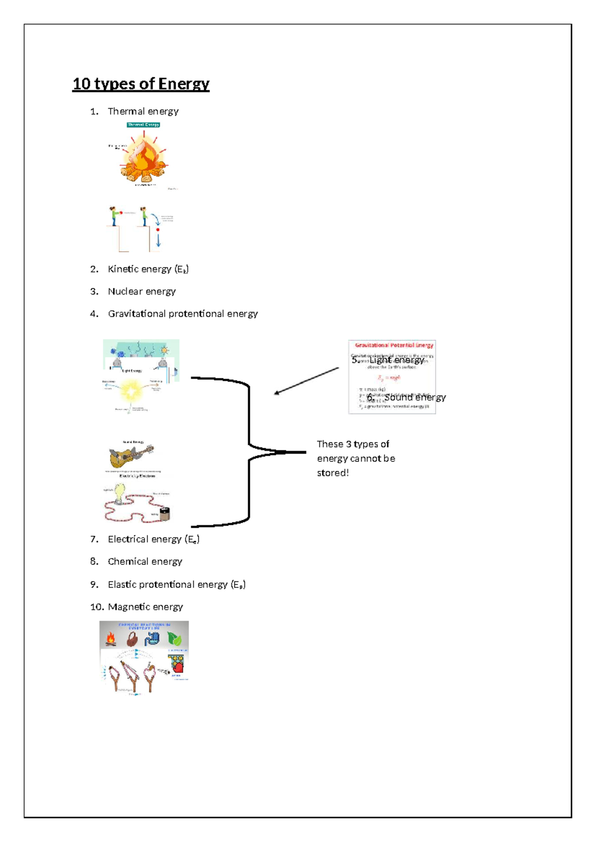 Energy doc 10 types science - 10 types of Energy Thermal energy Kinetic ...