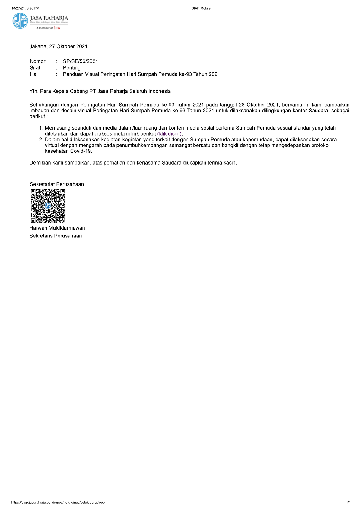 SP SE 56 2021 hal Panduan Visual Peringatan Hari Sumpah Pemuda ke 93 Th ...