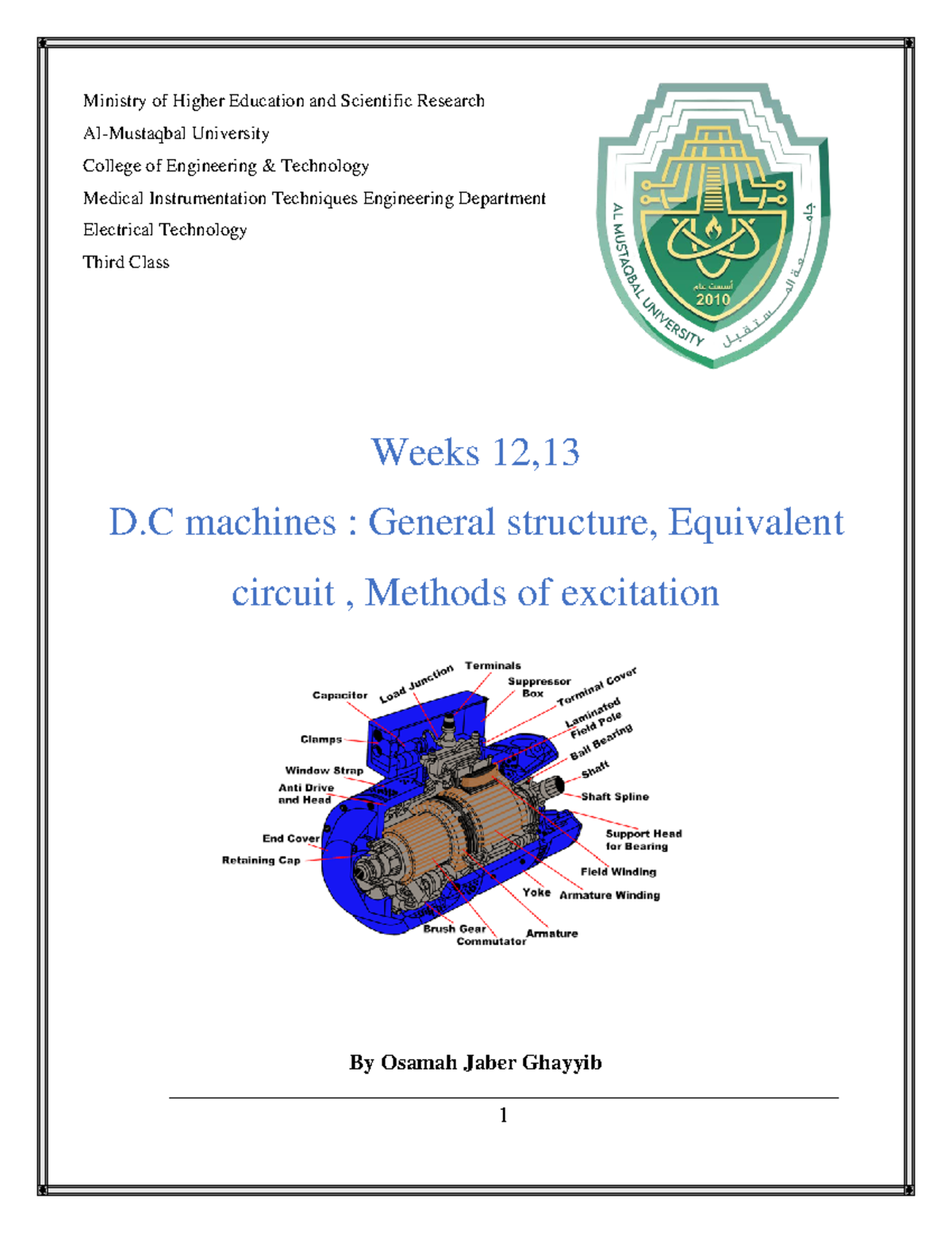 MUC Lecture 2024: Understanding DC Machines Structure and Function - Studocu