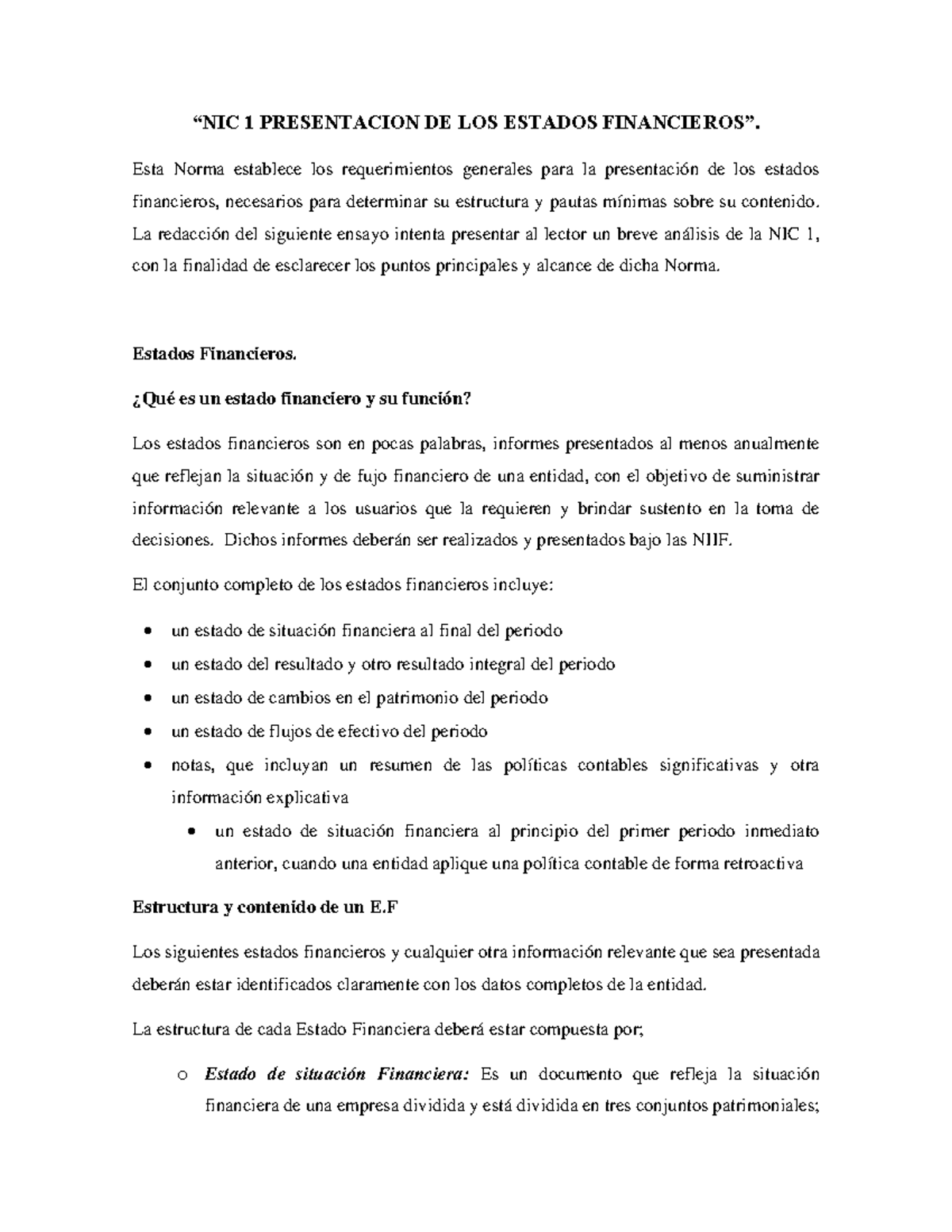 Ensayo NIC 1