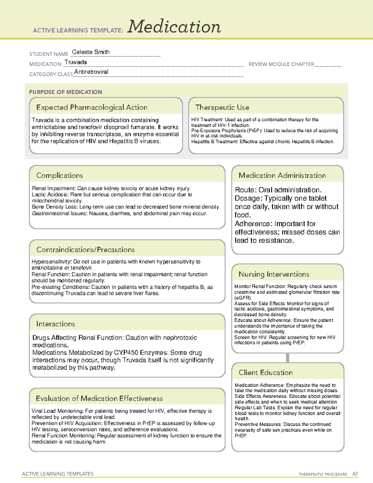 Truvada Medication Review - Active Learning Template - Studocu