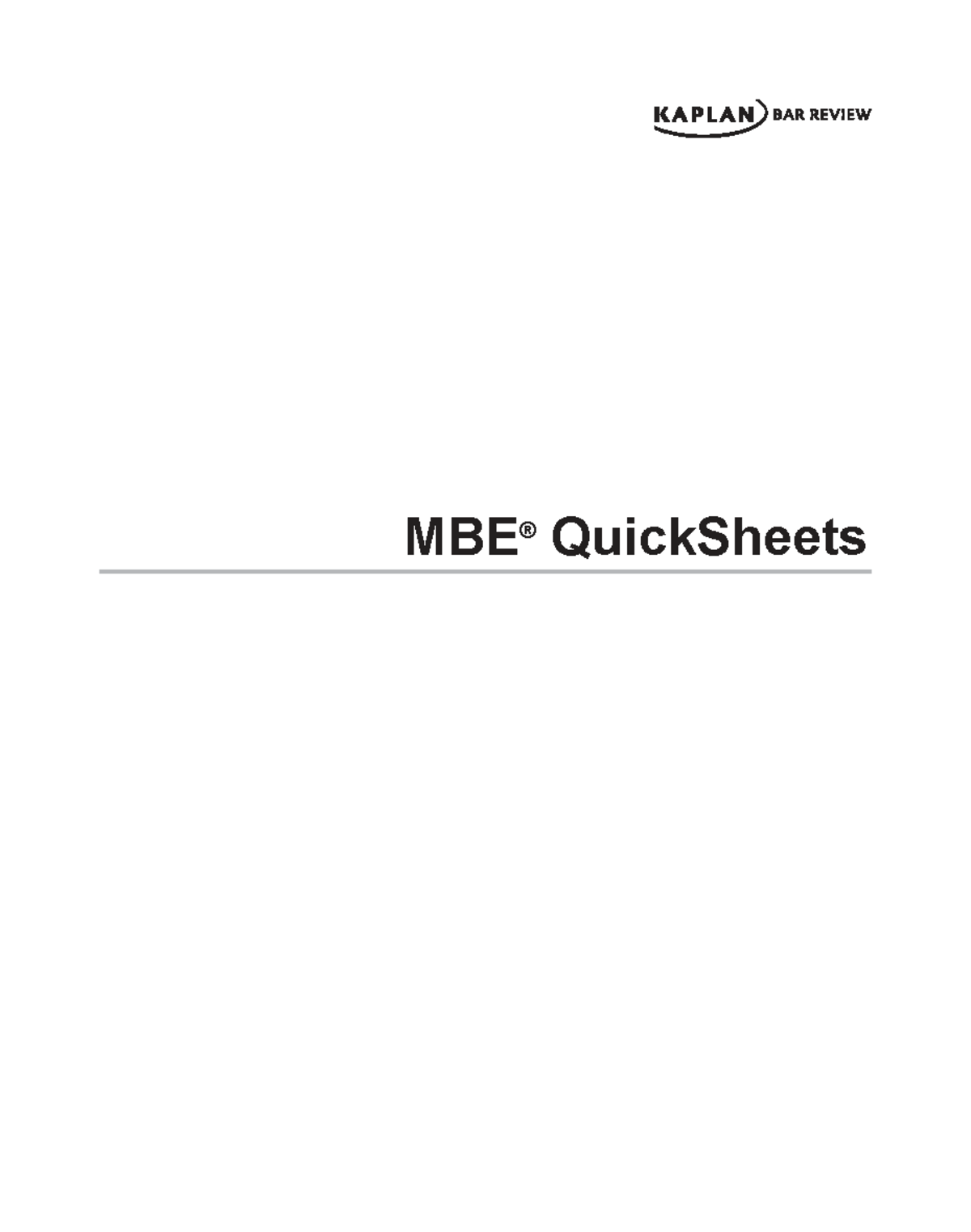 Kaplan MBE QuickSheets: Essential Bar Exam Memorization Tools - Studocu