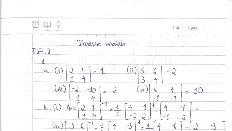 Ex4 - Inverse Matrix Exercises and Determinants Analysis - Studocu