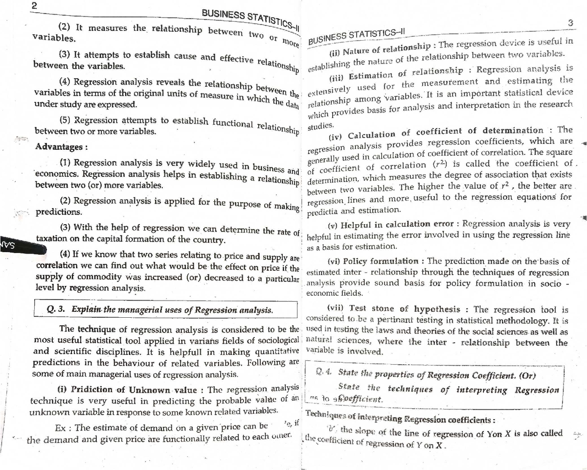 Business Statistics: Regression Analysis and Index Numbers (BUSINESS ...