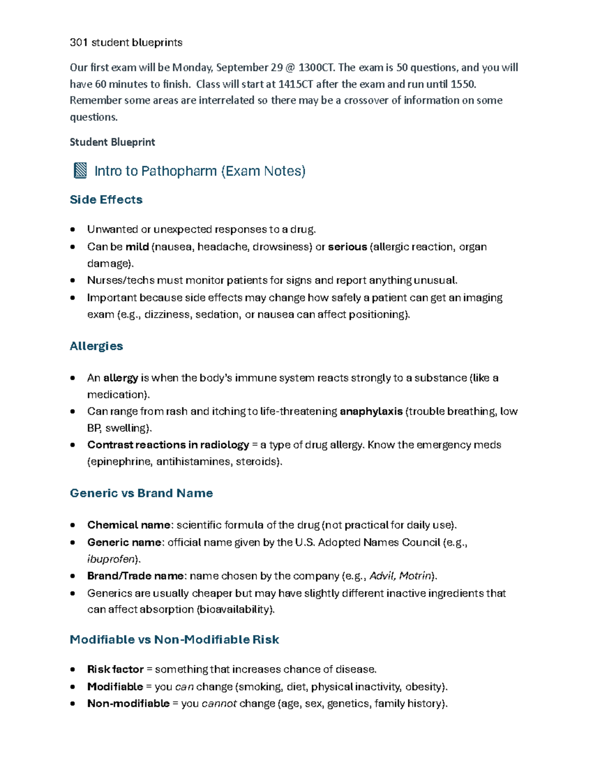 Pathopharm Exam Notes & Mock Exam: Key Concepts and Safety Tips - Studocu