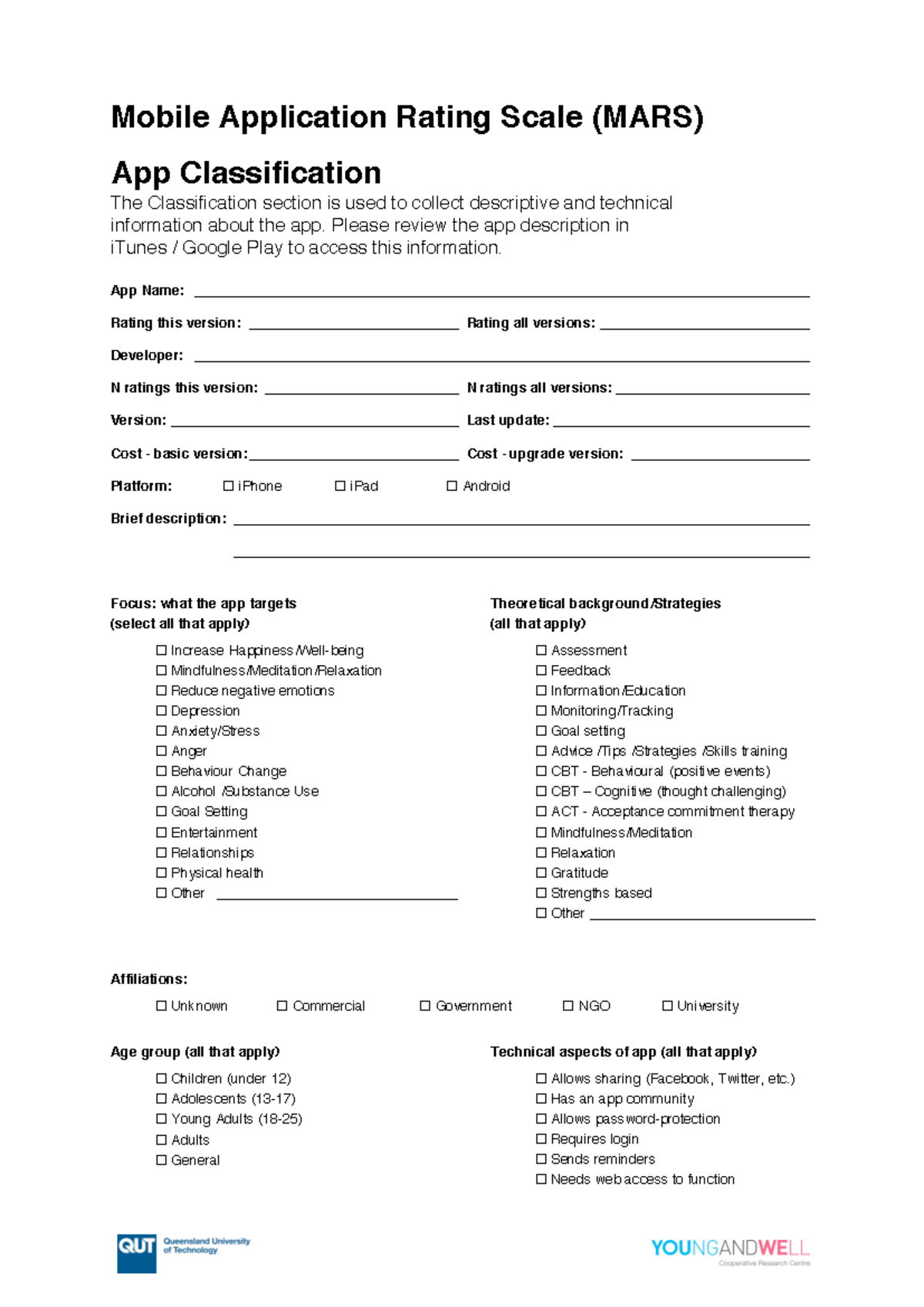 Mhealth MARS evaulation 23-1-2 - Mobile Application Rating Scale (MARS ...