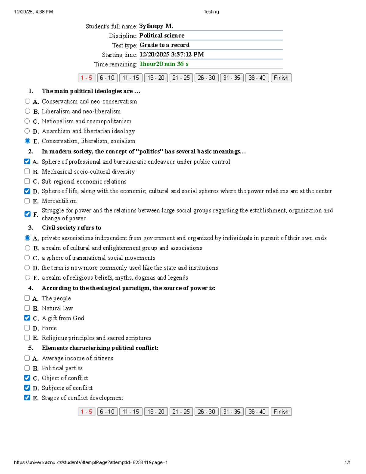 Political Science Test: Ideologies & Civil Society (P1) - Studocu