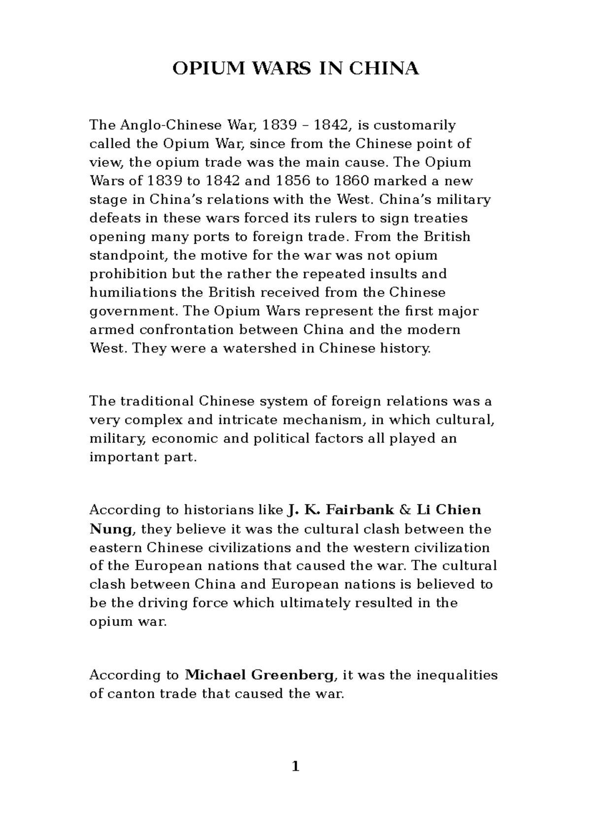 Opium Wars In China - Lecture notes - OPIUM WARS IN CHINA The Anglo ...